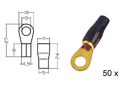 BroditNederland.nl - Kabelschoen , ring, , verguld, zwart 20mmÂ² ring ...